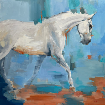 Gray in Motion | Equestrian Artwork by Weatherly Stroh